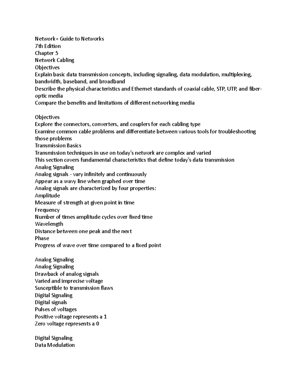 Ch5net - Lecture notes 5 - Network+ Guide to Networks 7th Edition ...