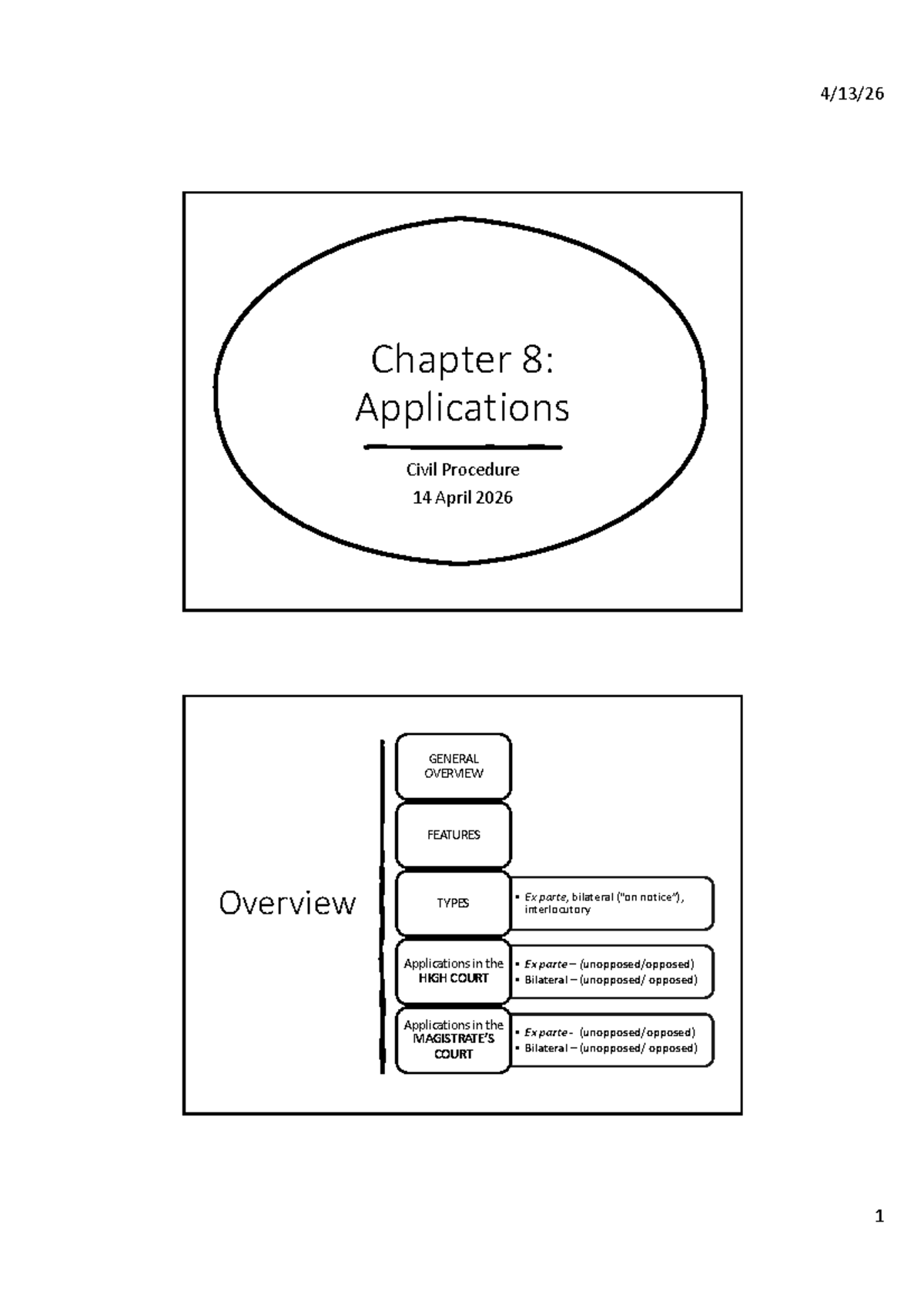 Civil Procedure Chapter 8: Applications Overview - Studocu