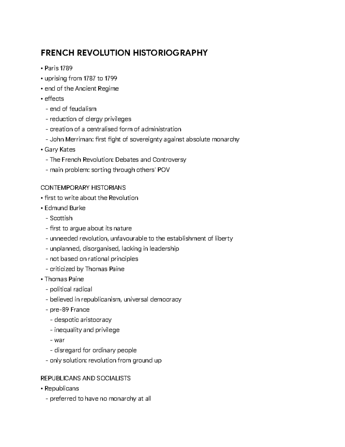 FREN 101: French Revolution Historiography (1789-1799) Insights - Studocu