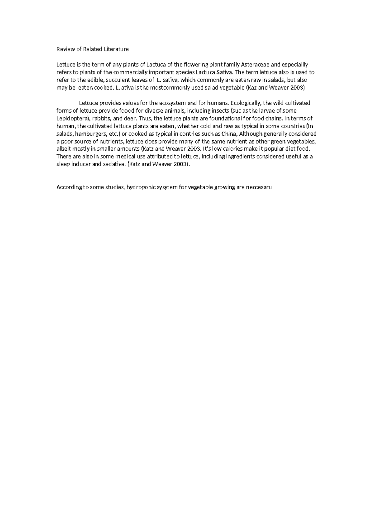 Lettuce: A Review of Related Literature on Lactuca Sativa - Studocu