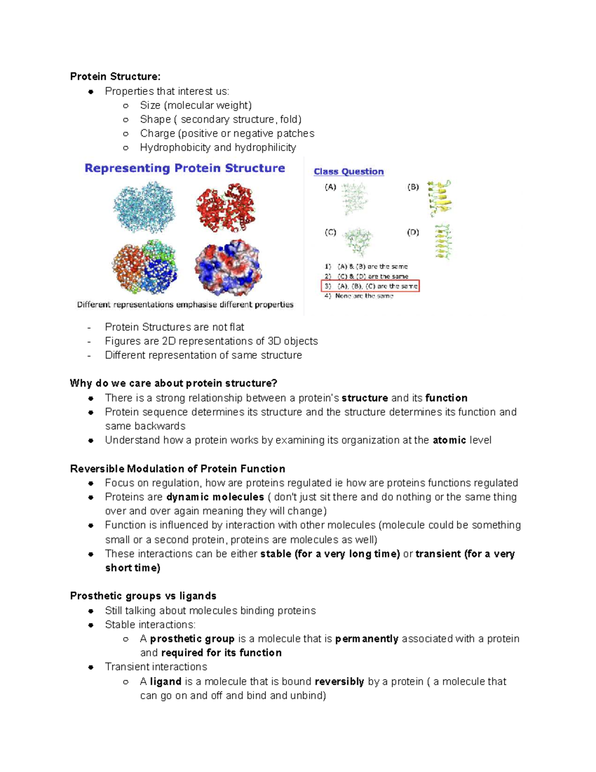 BIOC*3560 Midterm & Exam Notes: Protein Structure & Function - Studocu