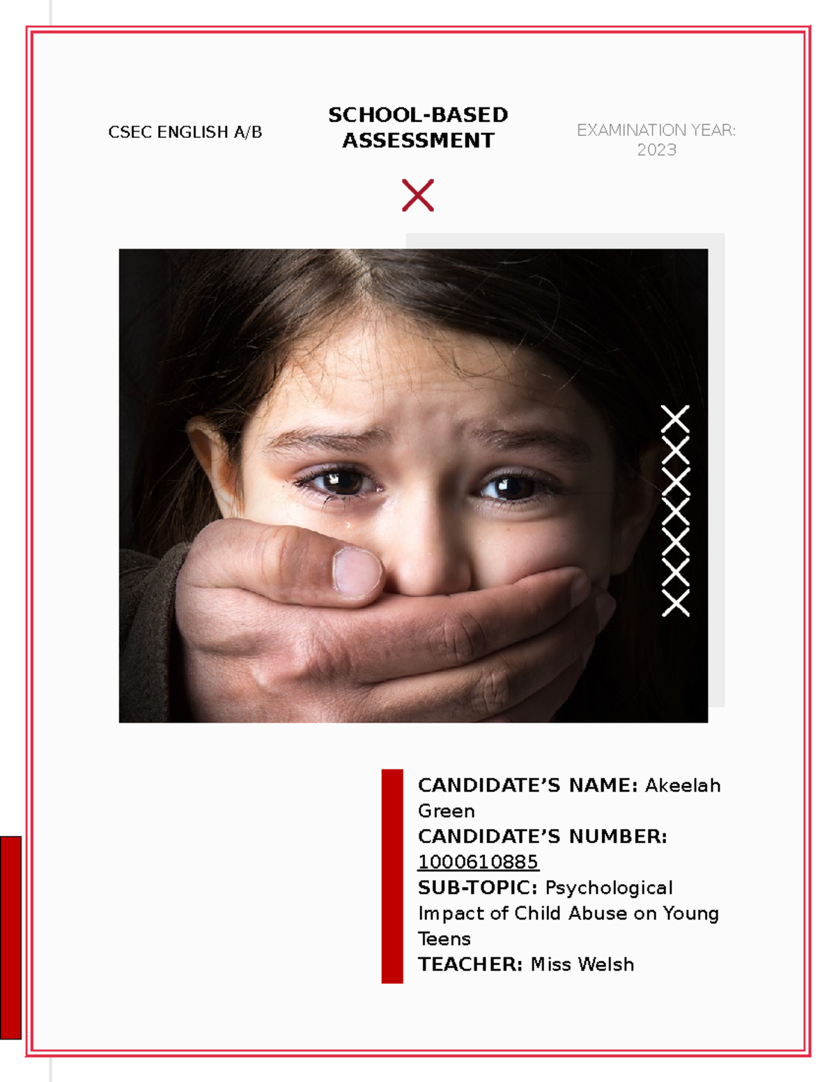 CSEC ENGLISH A/B SBA: Psychological Impact of Child Abuse on Youth ...