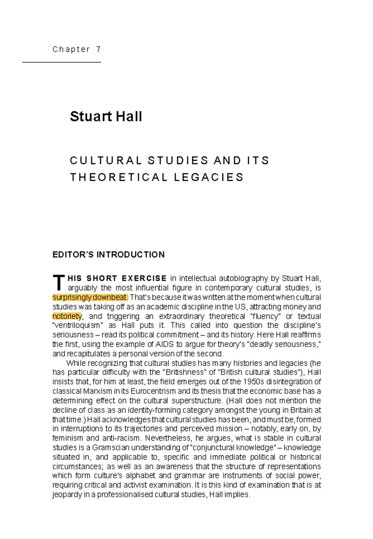 Cultural Studies (CS 101) - Insights from Stuart Hall's Theoretical ...