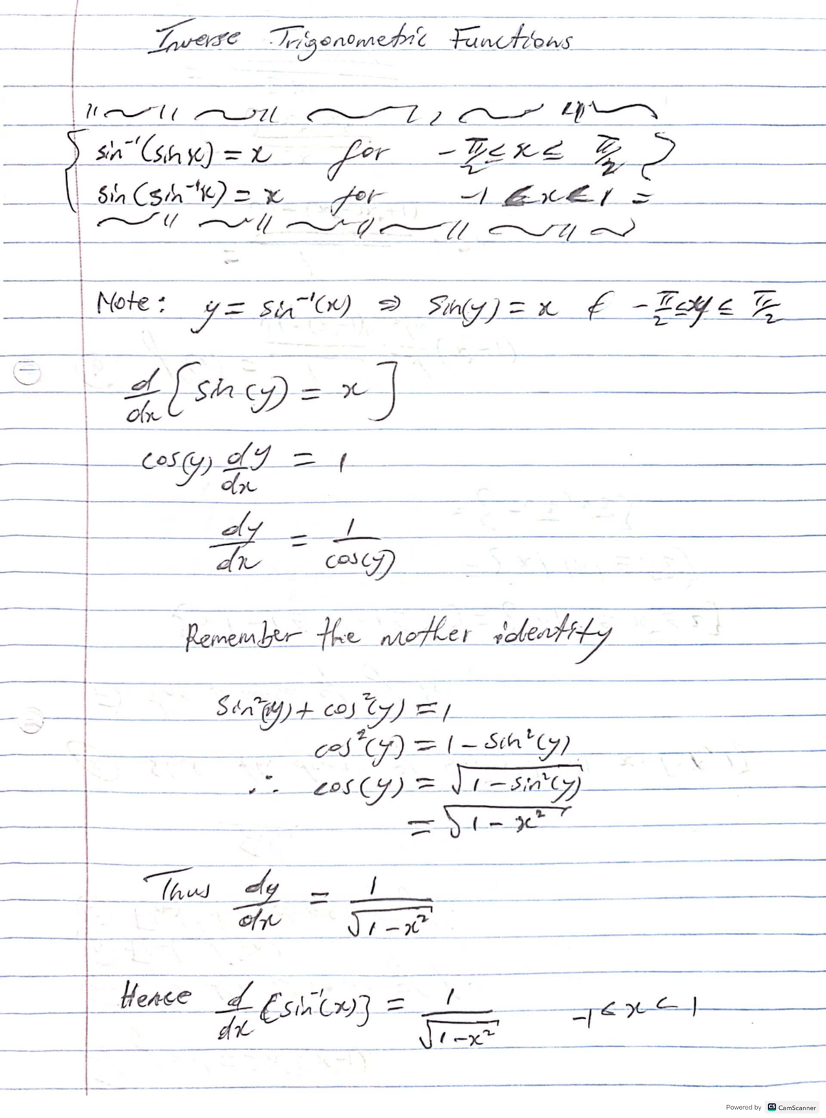 Inverse Trigonometric Functions and Logarithmic Differentiation Notes ...