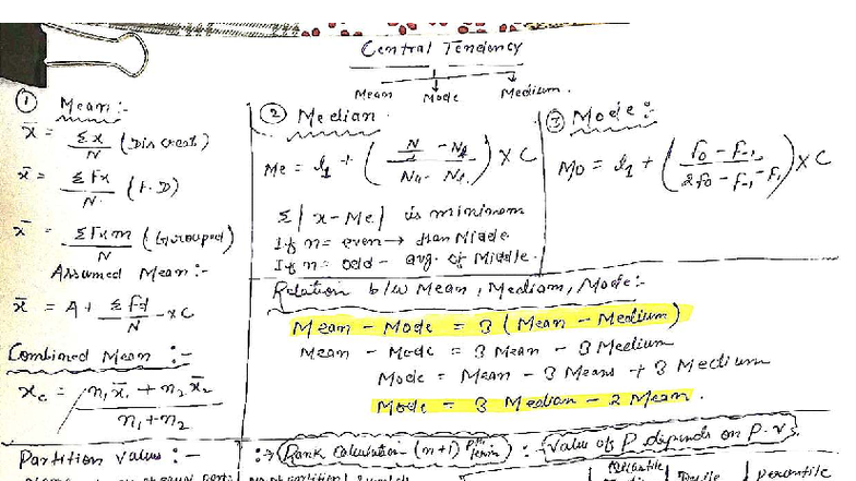 Central Tendency Summary Notes for Course 1757195974422 - Studocu