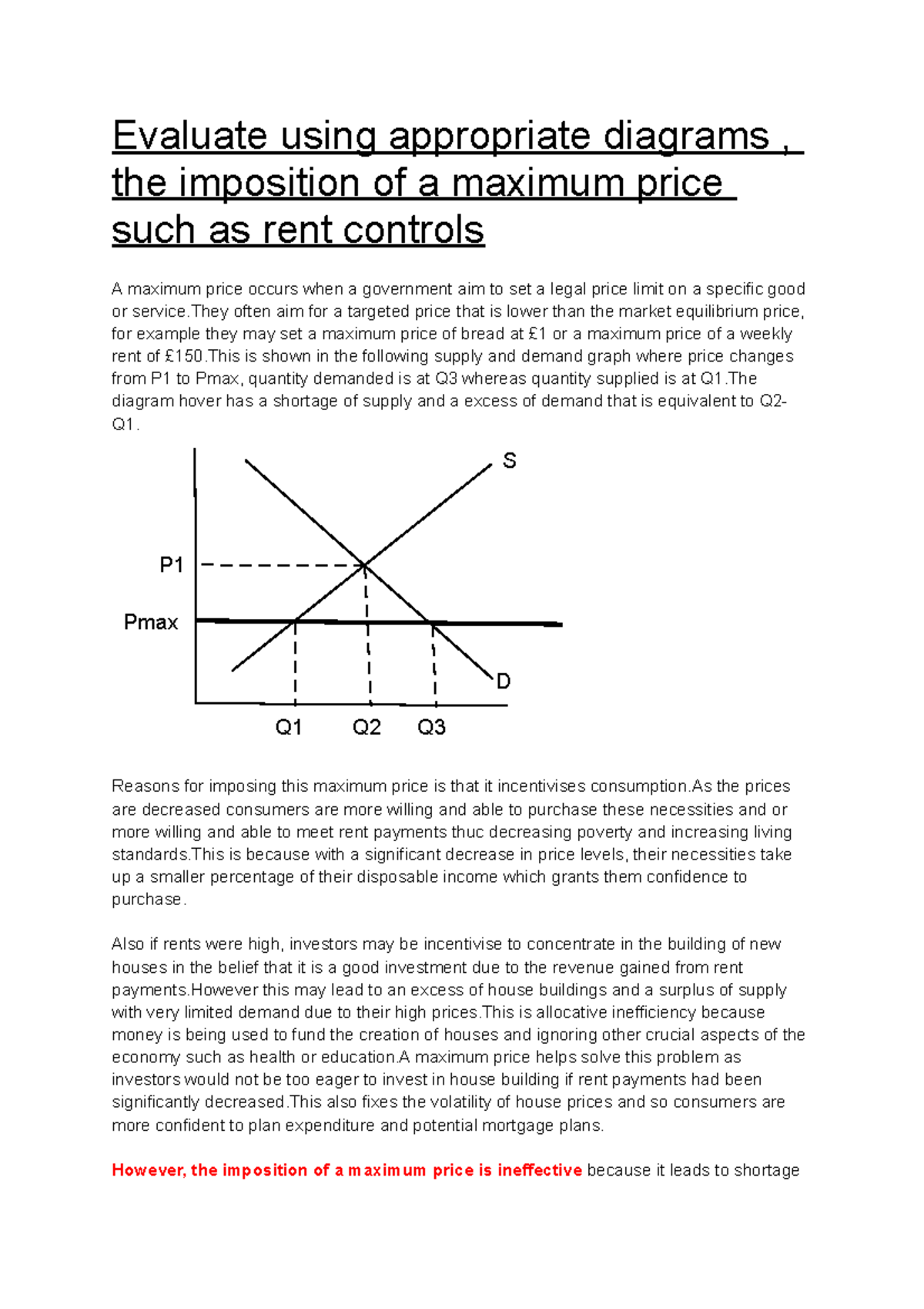 ECON 101: Evaluation of Maximum Prices and Rent Controls - Studocu