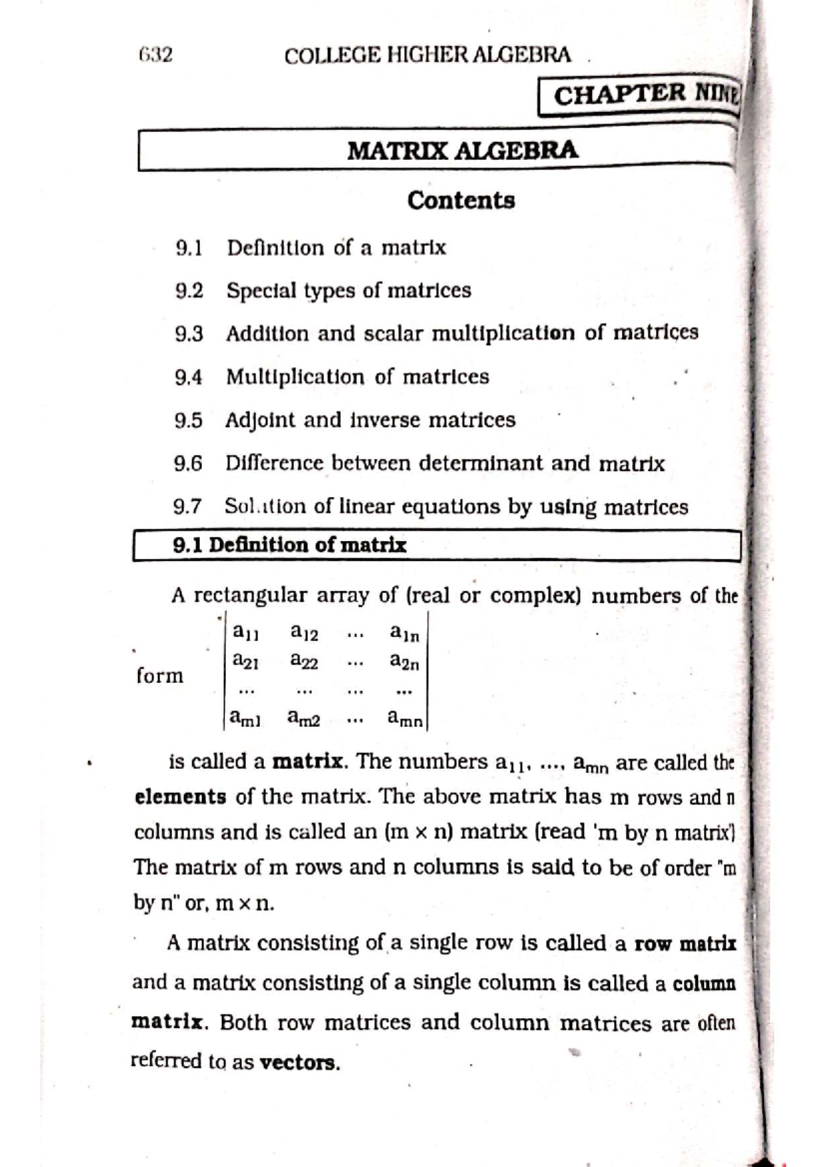 632 COLLEGE HIGHER ALGEBRA CHAPTER 9: MATRIX ALGEBRA - Studocu