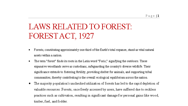 Laws Related to Forest: Indian Forest Act, 1927 & Conservation Act ...