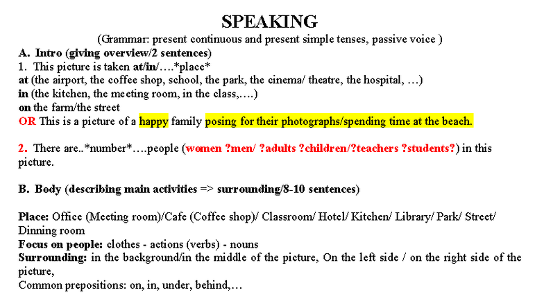 SPEAKING TIPS: Present Continuous, Simple Tenses & Passive Voice - Studocu