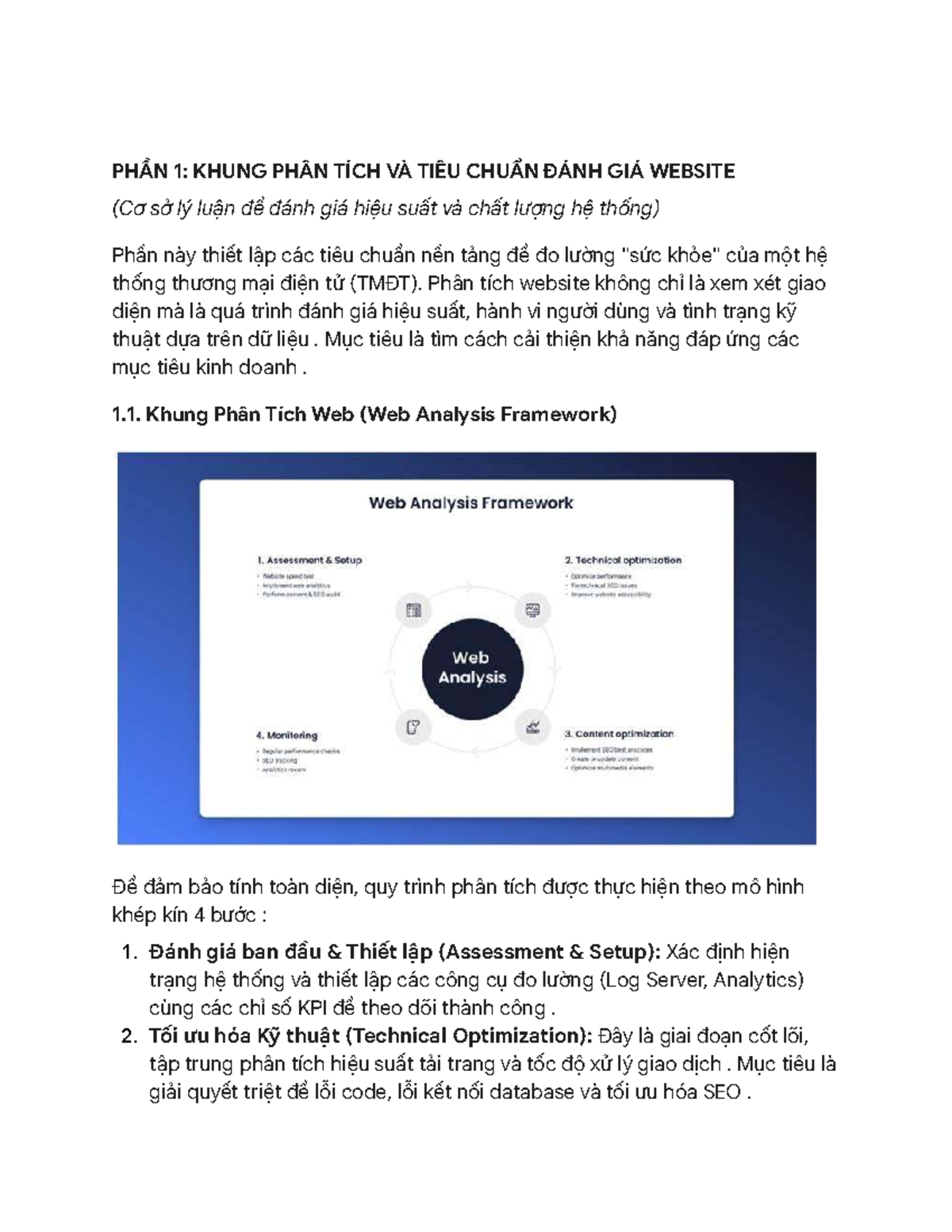 PHẦN 1: KHUNG PHÂN TÍCH VÀ TIÊU CHUẨN ĐÁNH GIÁ WEBSITE TMĐT - Studocu