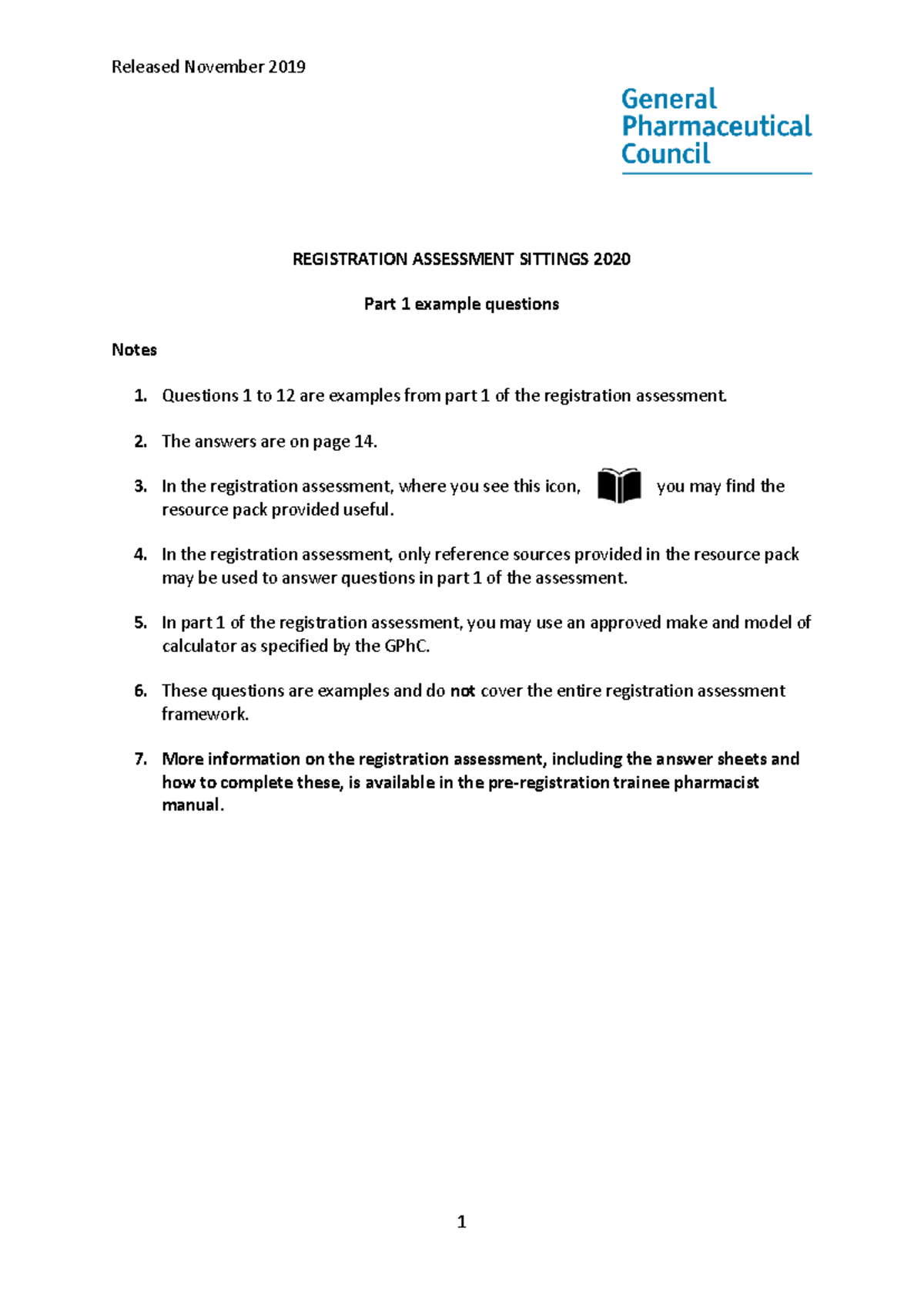 GPhC Registration Assessment Part 1 Sample Questions 2020 - Studocu
