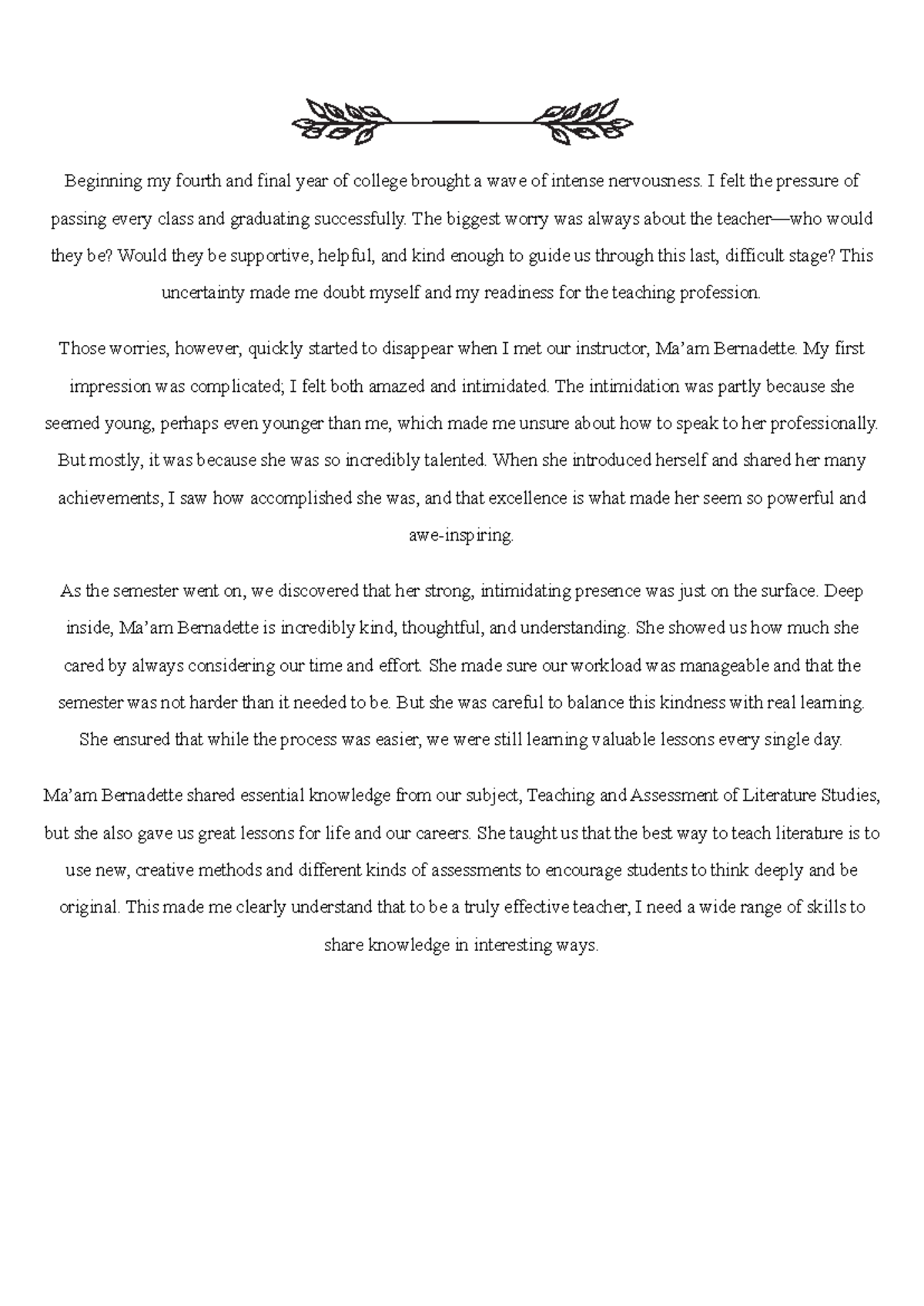 Reflective Journal on Teaching & Assessment of Literature Studies ...