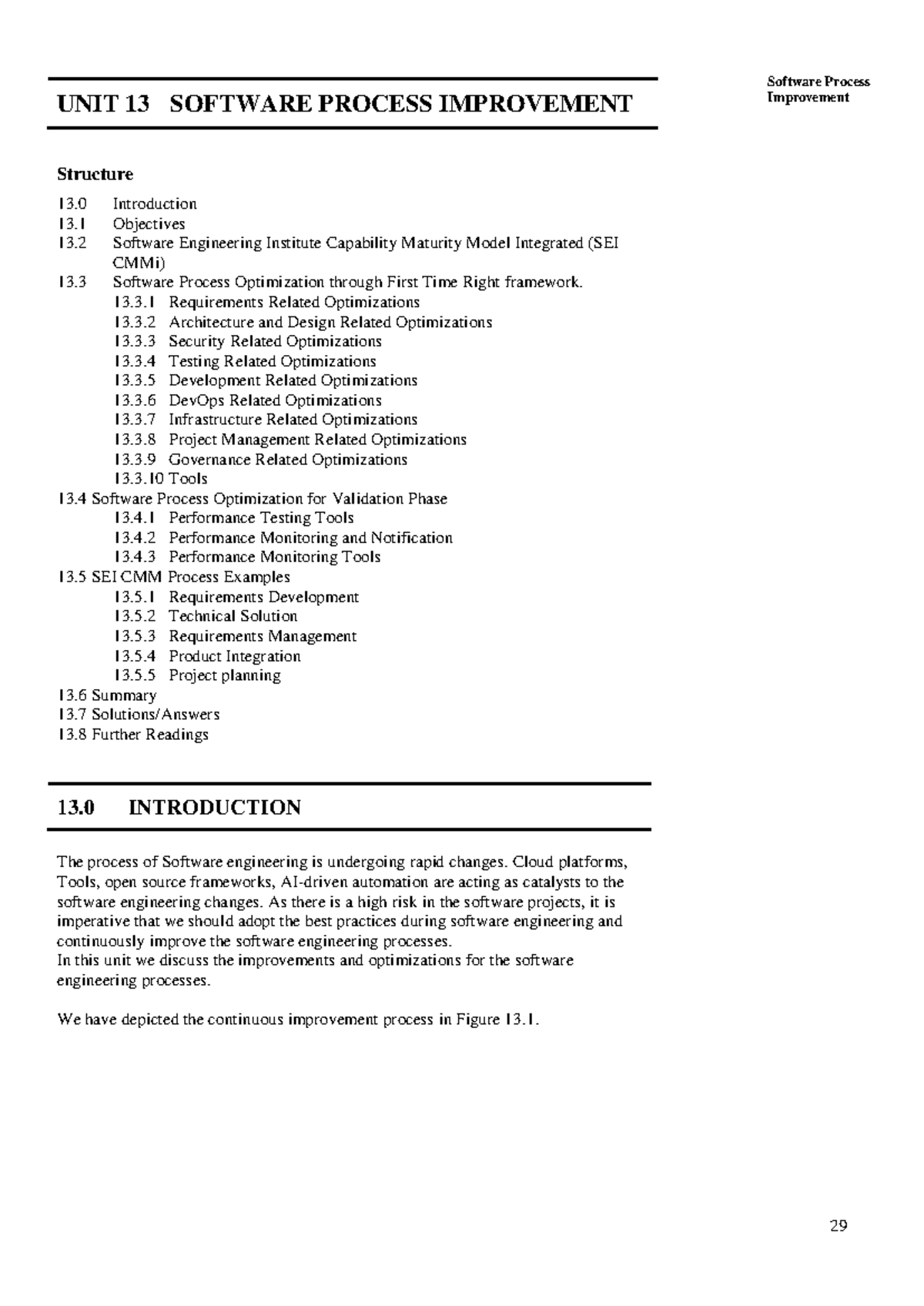 UNIT 13: SOFTWARE PROCESS IMPROVEMENT - Key Concepts and Optimizations ...