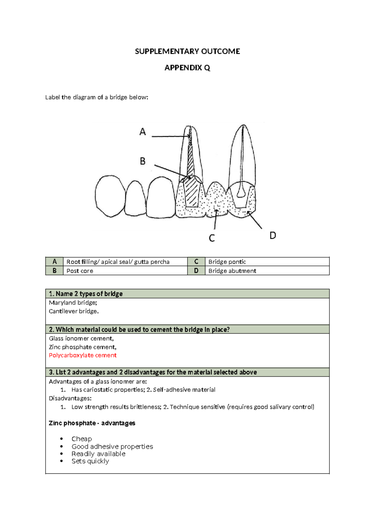 Supplementary Outcome Appendix Q: Bridge Types & Cement Materials - Studocu