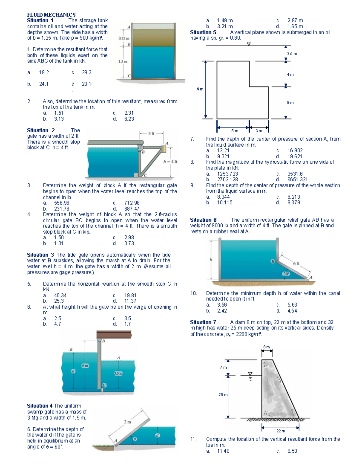 Fluid Mechanics 2: Solving Problems in Hydrostatics and Forces - Studocu