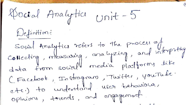 Wsma Unit 5 Notes: Understanding Social Analytics and Its Applications ...