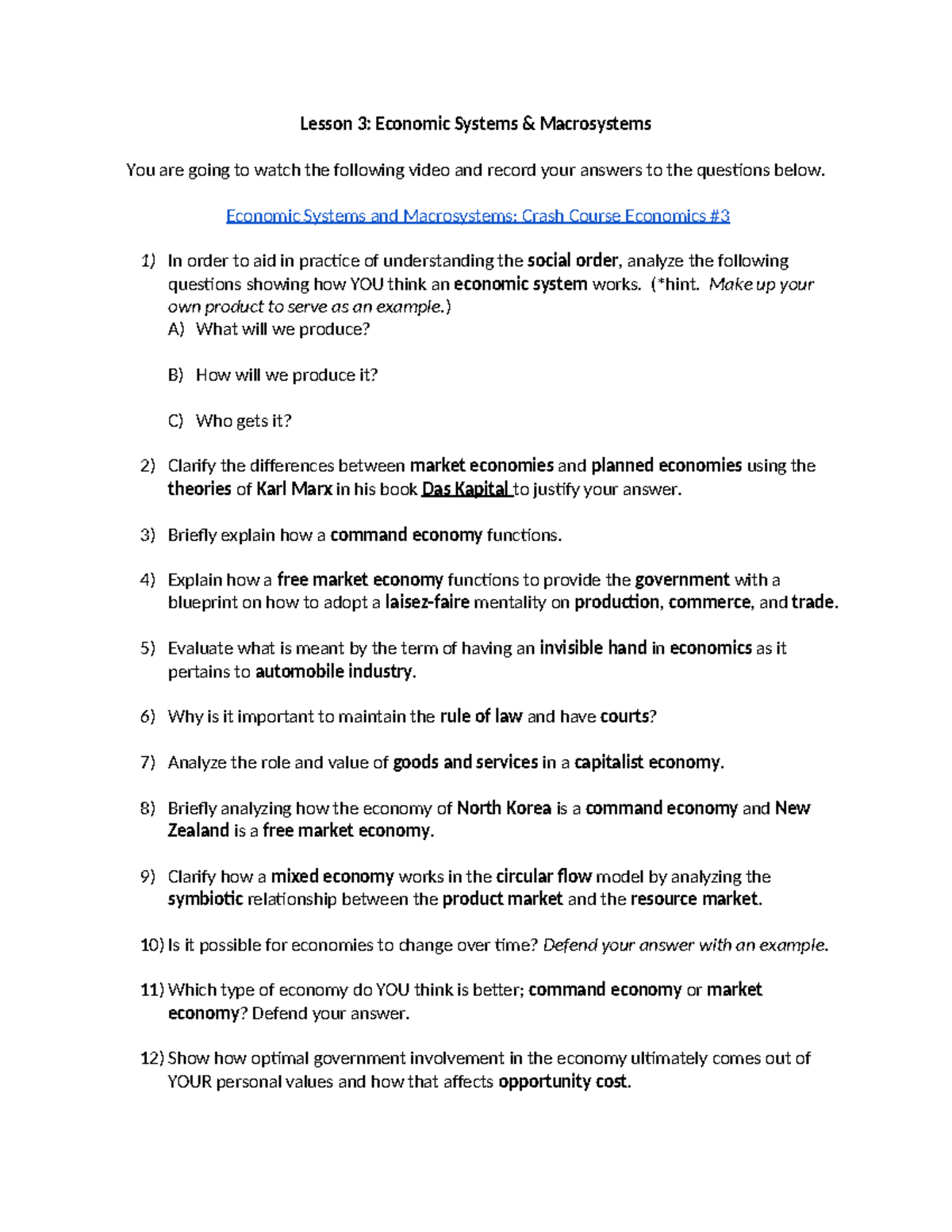 3 Economic Systems and Macrosystems- Crash Course Economics #3-1 ...