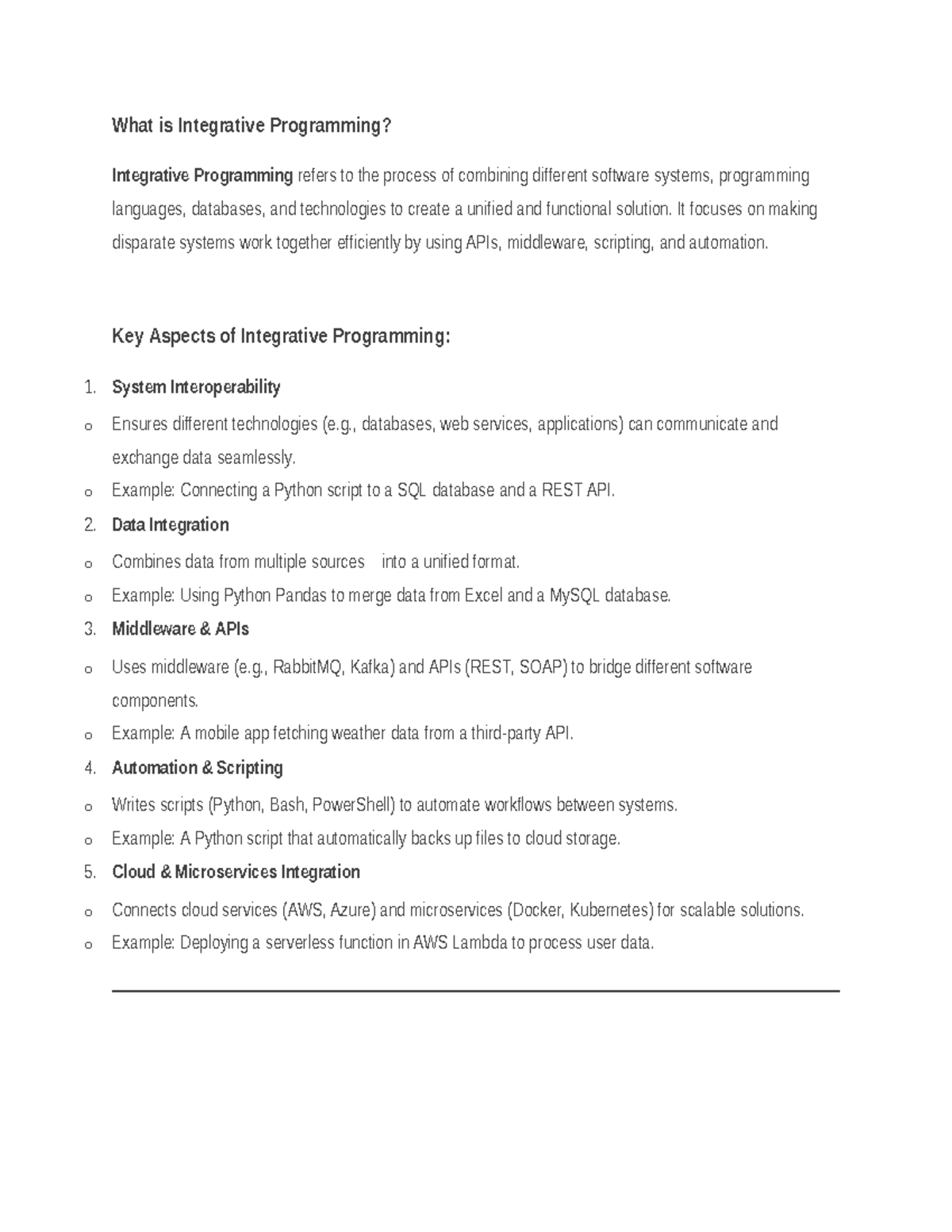 Integrative Programming Overview: Key Concepts and Applications - Studocu