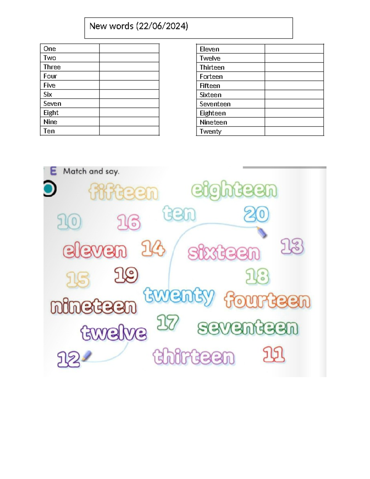 Homework 22 - Vocabulary Practice: Numbers 1-20 and Sentences - Studocu