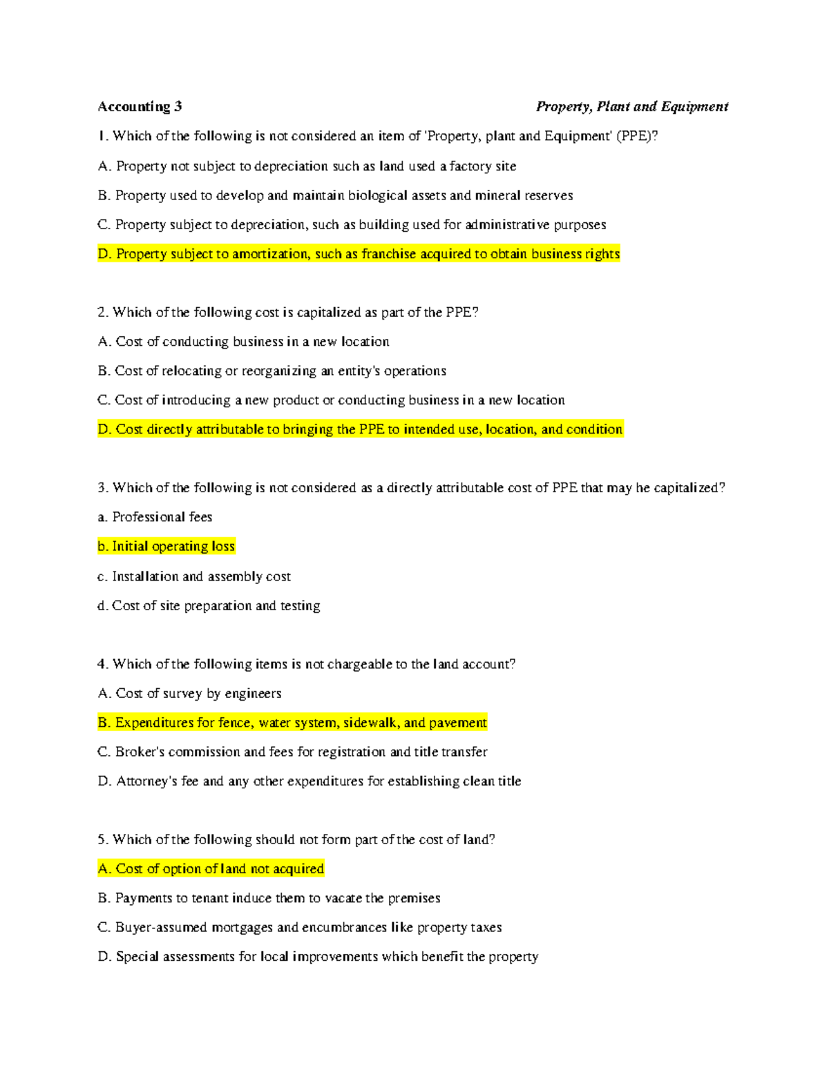 Accounting 3 PPE Theories - Accounting 3 Property, Plant and Equipment ...