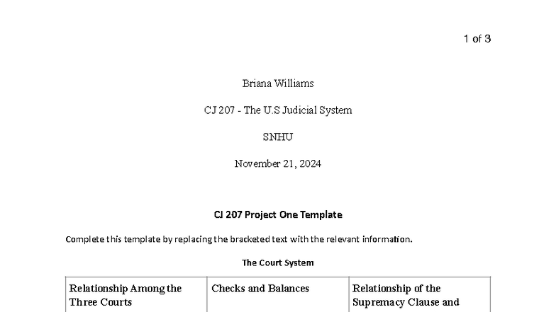 4-2 project One CJ 207 PDF - 1 of 3 Briana Williams CJ 207 - The U ...