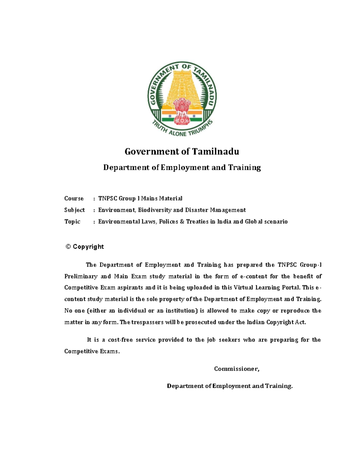 Environmental Laws and Policies in India: TNPSC Group I Mains Material ...