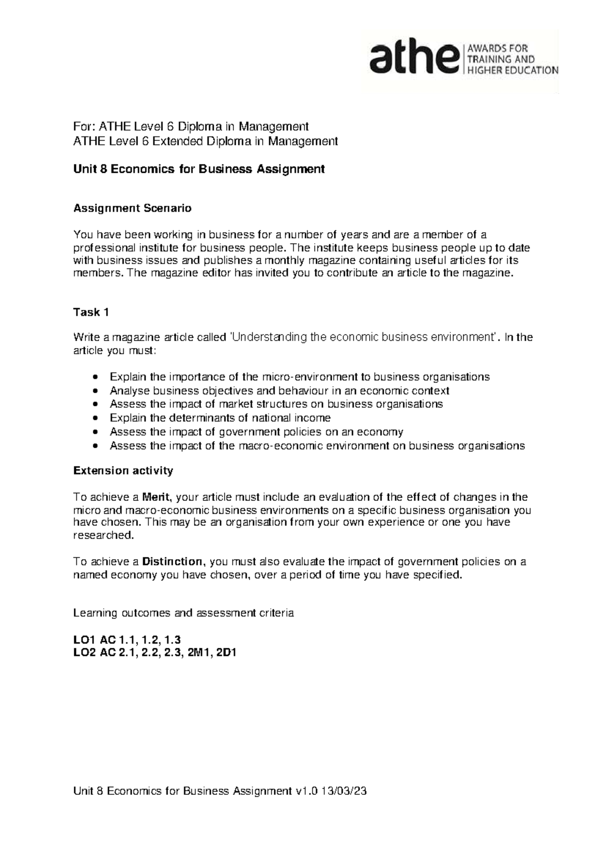 Unit 8 Economics for Business Assignment: Insights & Implications - Studocu