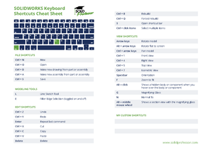 Quick reference - Solid works shortcuts - SolidWorks Quick Reference Keyboard Shortcuts Rotate ...