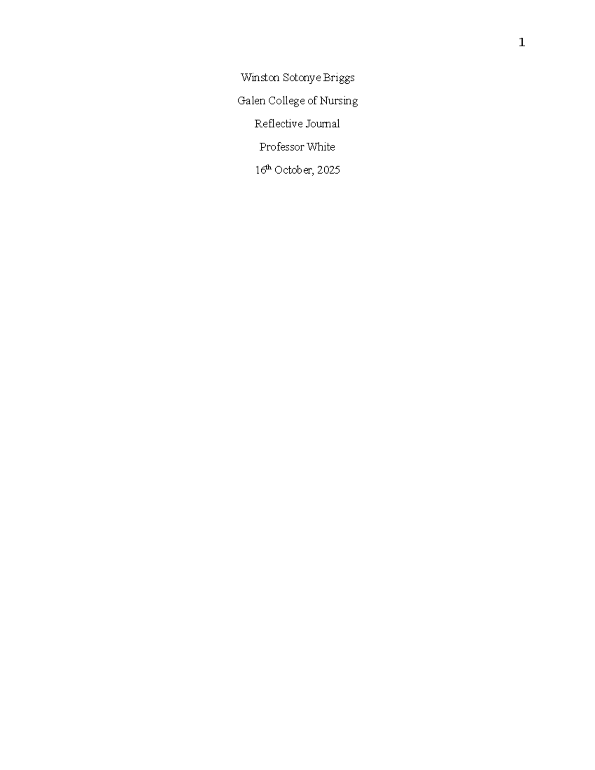 NUR 101 Reflective Journal: Clinical Experience Insights - Studocu