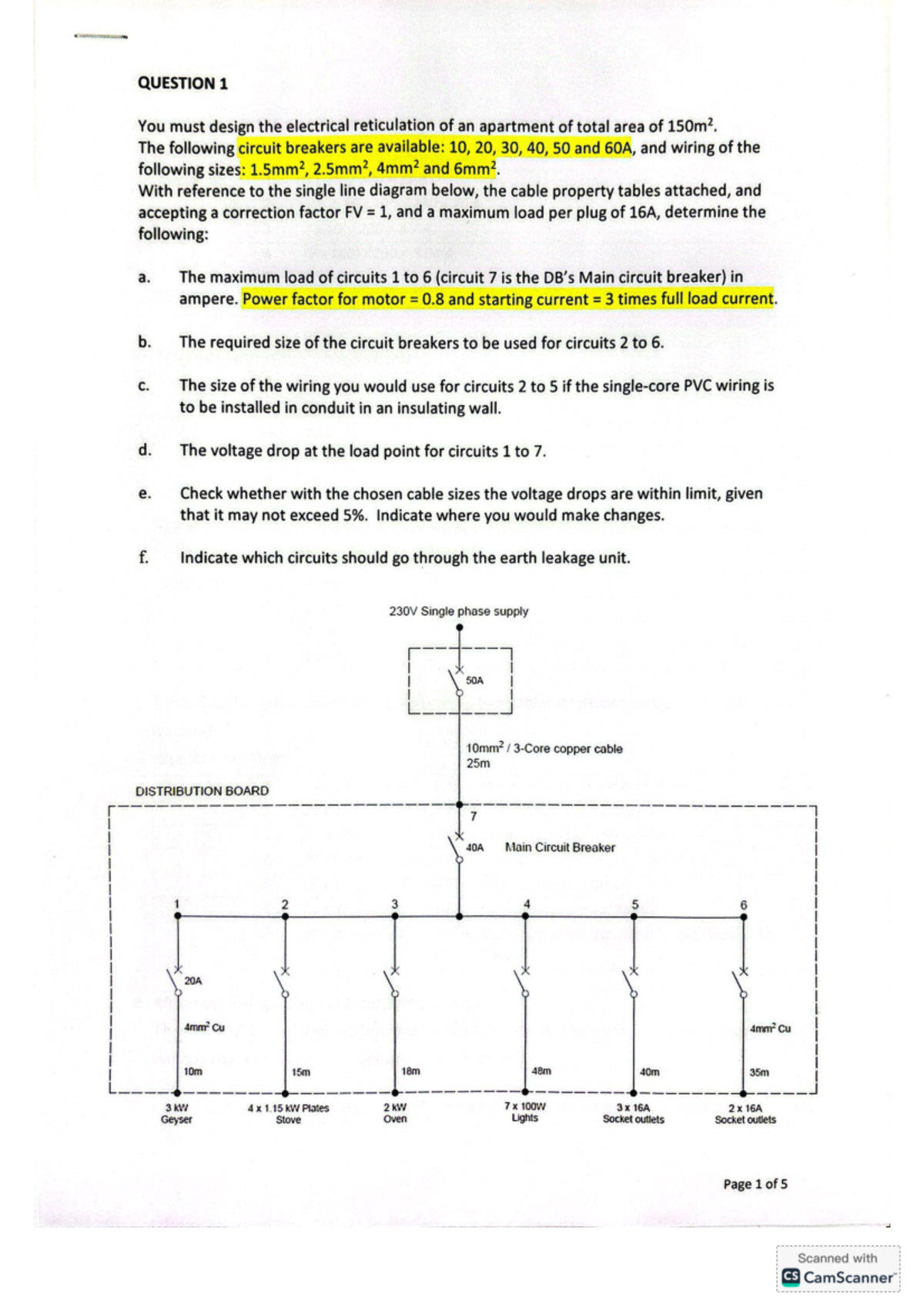 GBD221 Sem Test 2 Memo: Electrical Reticulation Design Analysis - Studocu