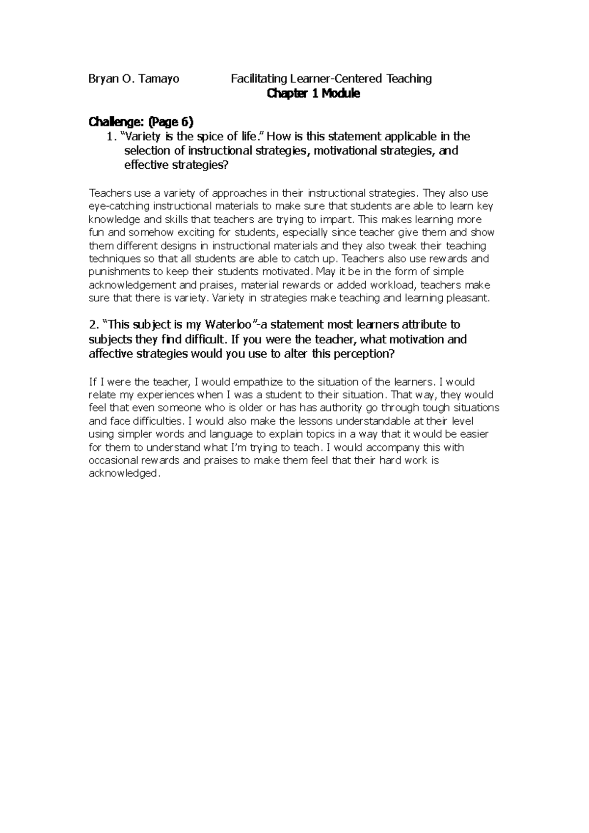 Facilitating Learner-Centered Teaching Modules (EDU 101) - Studocu