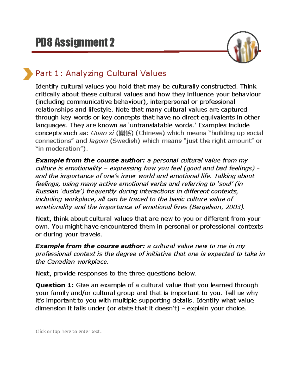 PD8-Assignment 2-Cultural Values and Job Interviews Analysis - Studocu