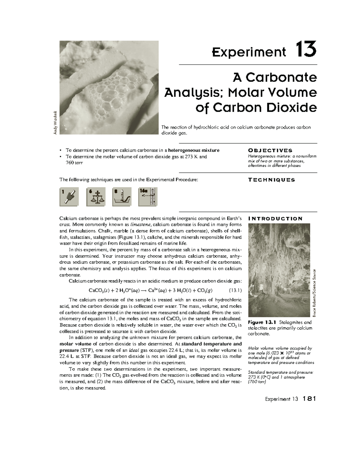 Experiment 13: Molar Volume and Calcium Carbonate Analysis Lab Manual ...