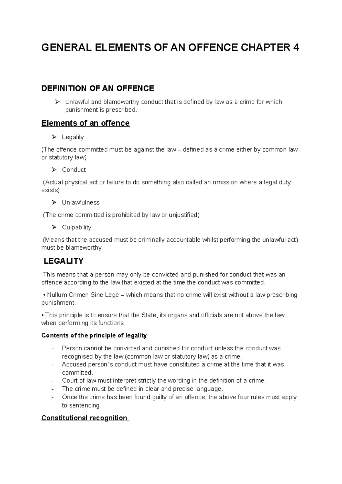 Elements of an Offence: A Comprehensive Overview (Crim Law 101) - Studocu