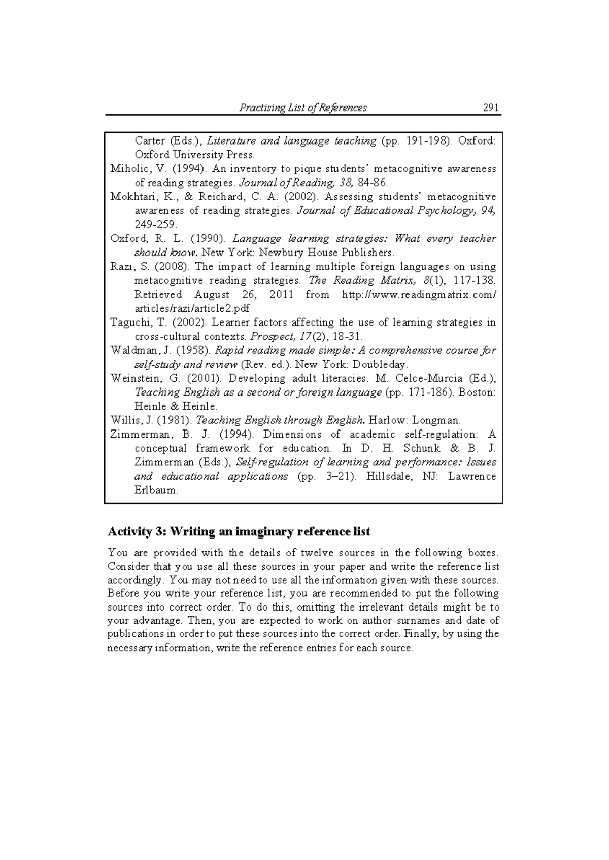 References Practice for Advanced Reading and Writing Skills in ELT ...