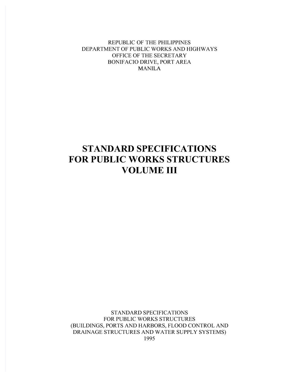 DPWH Volume III: Standard Specs for Public Works Structures - Studocu