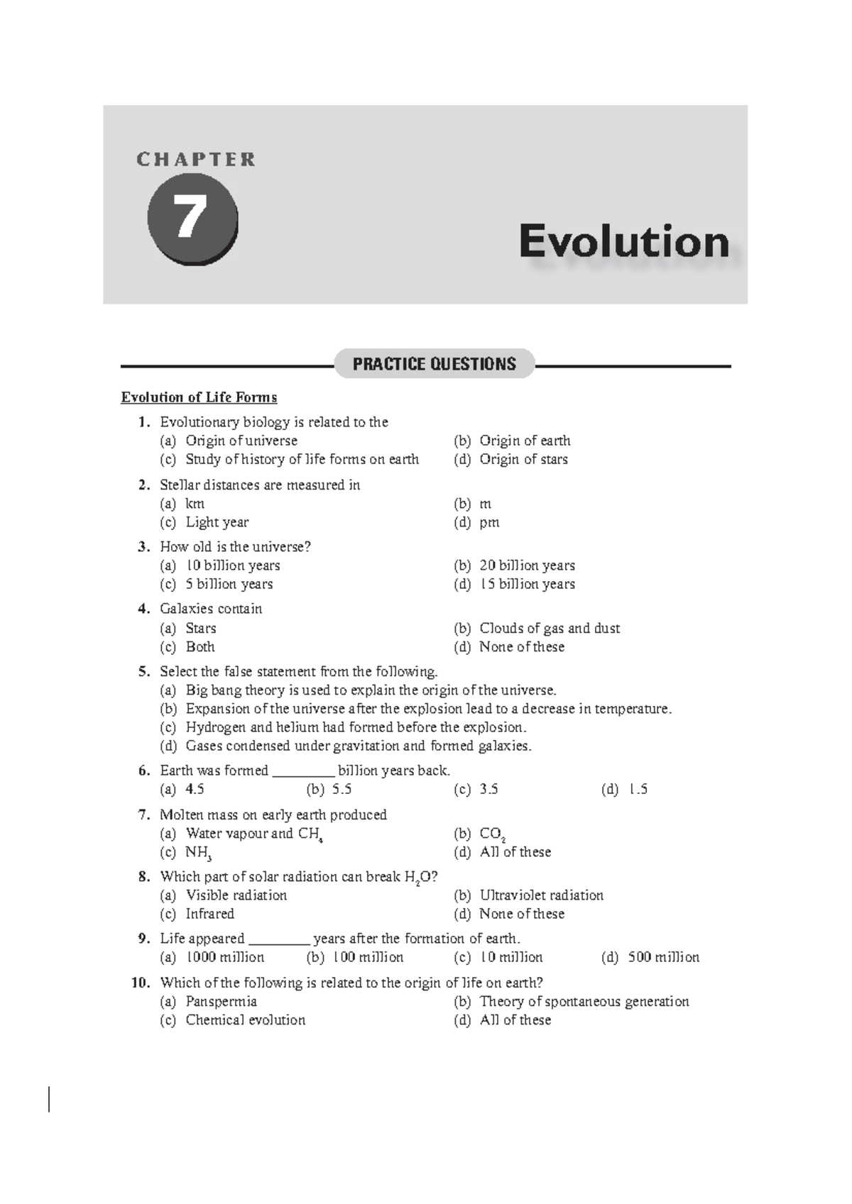 Evolution - Practice Questions (Chapter 7) - Studocu