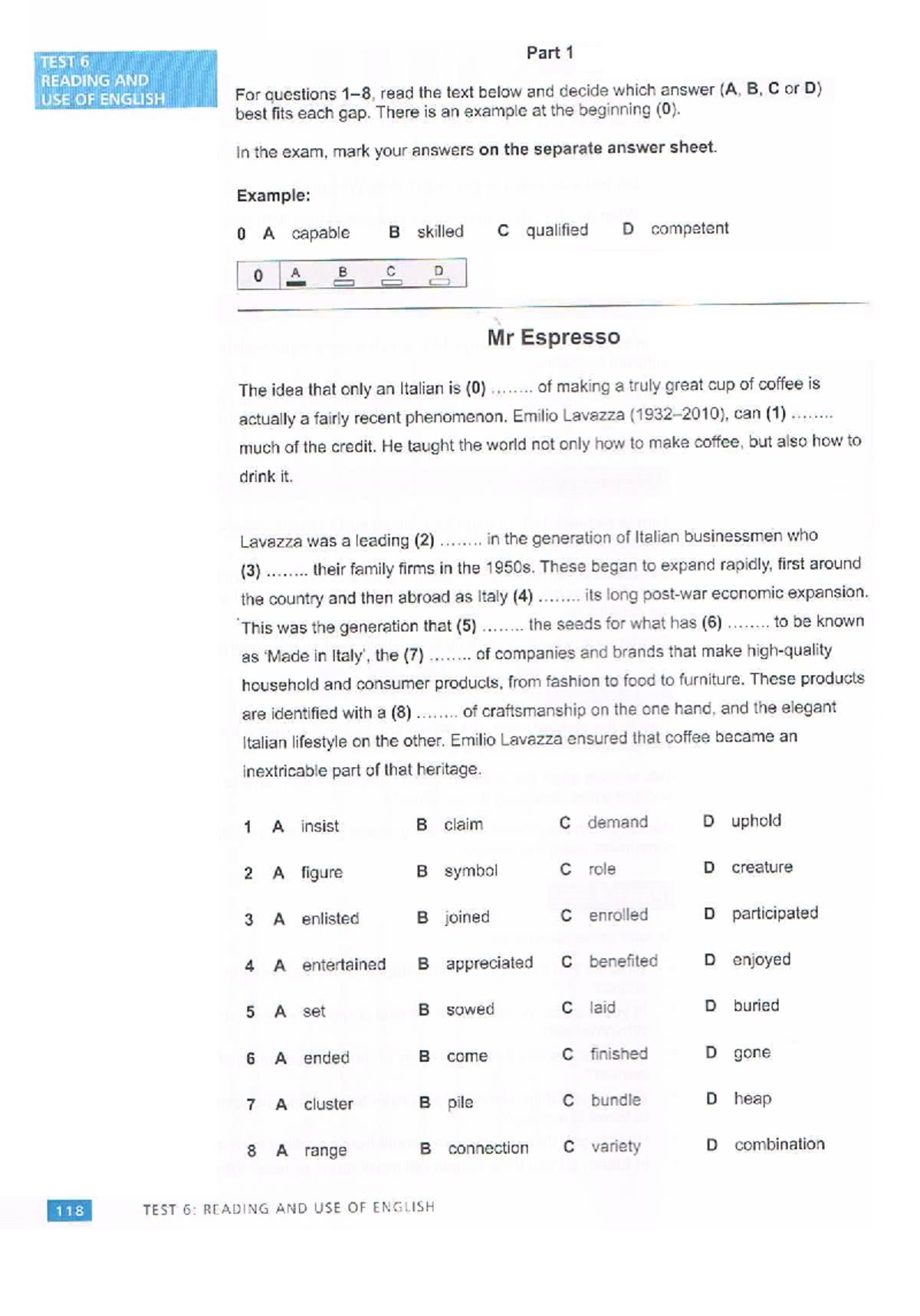 Kenny TEST 6: READING AND USE OF ENGLISH Practice Questions - Studocu