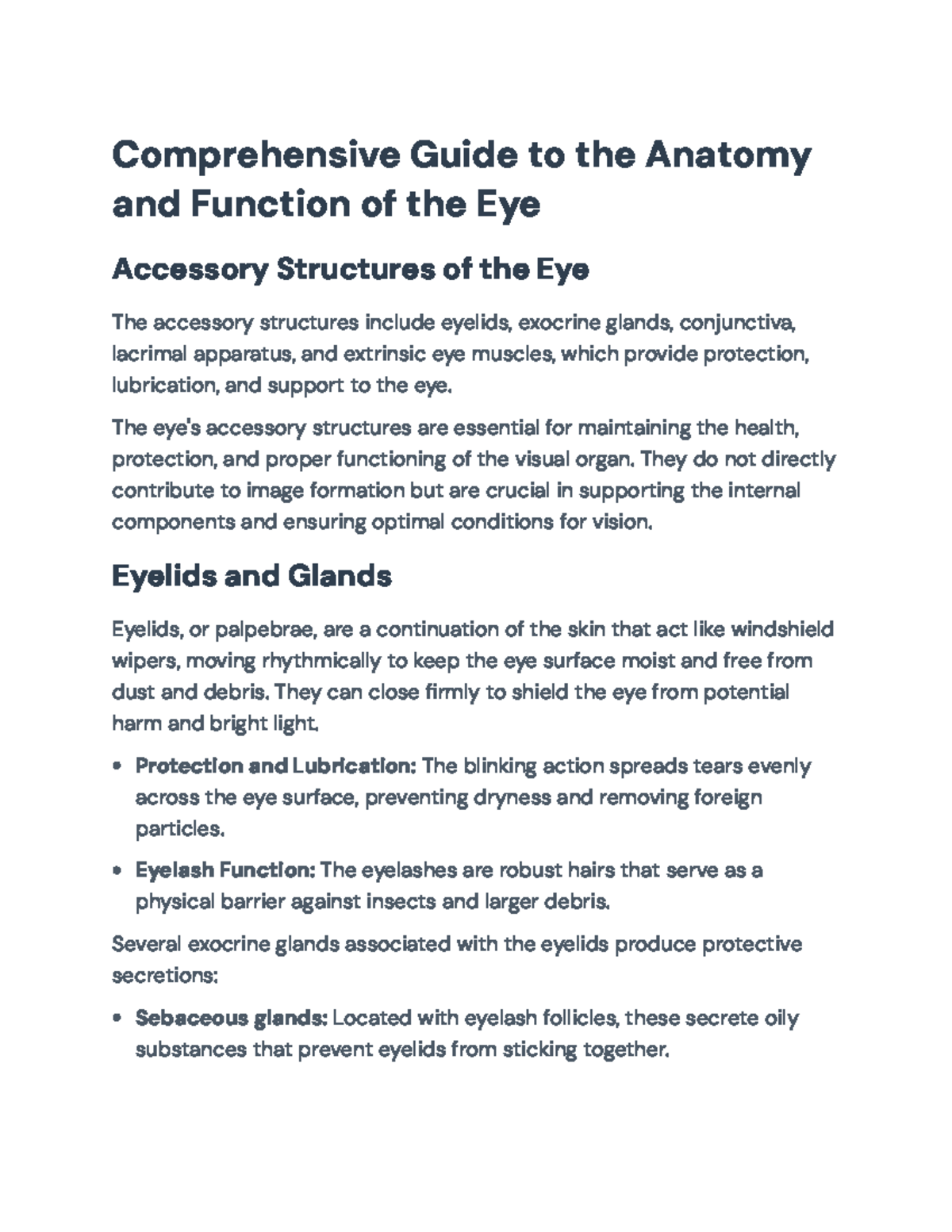 Comprehensive Overview of Eye Anatomy & Function for BIOL 101 - Studocu