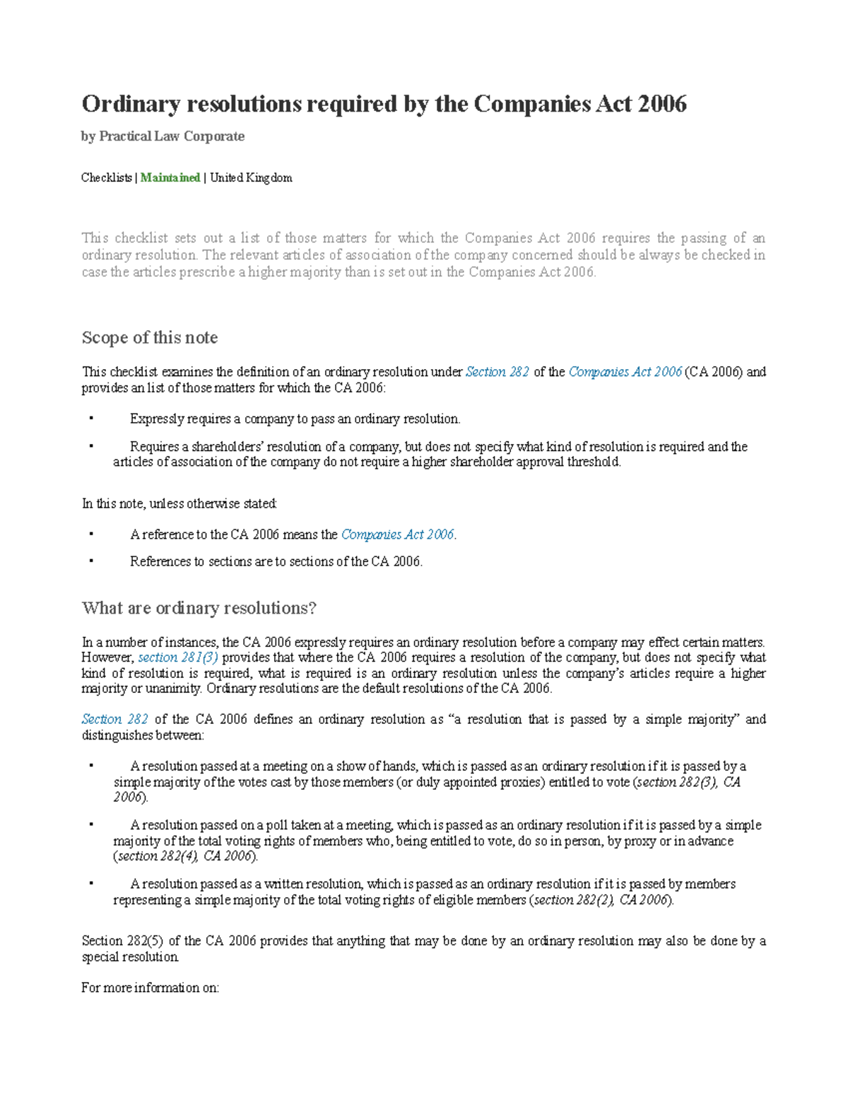 Ordinary Resolutions Under Companies Act 2006: Essential Checklist ...