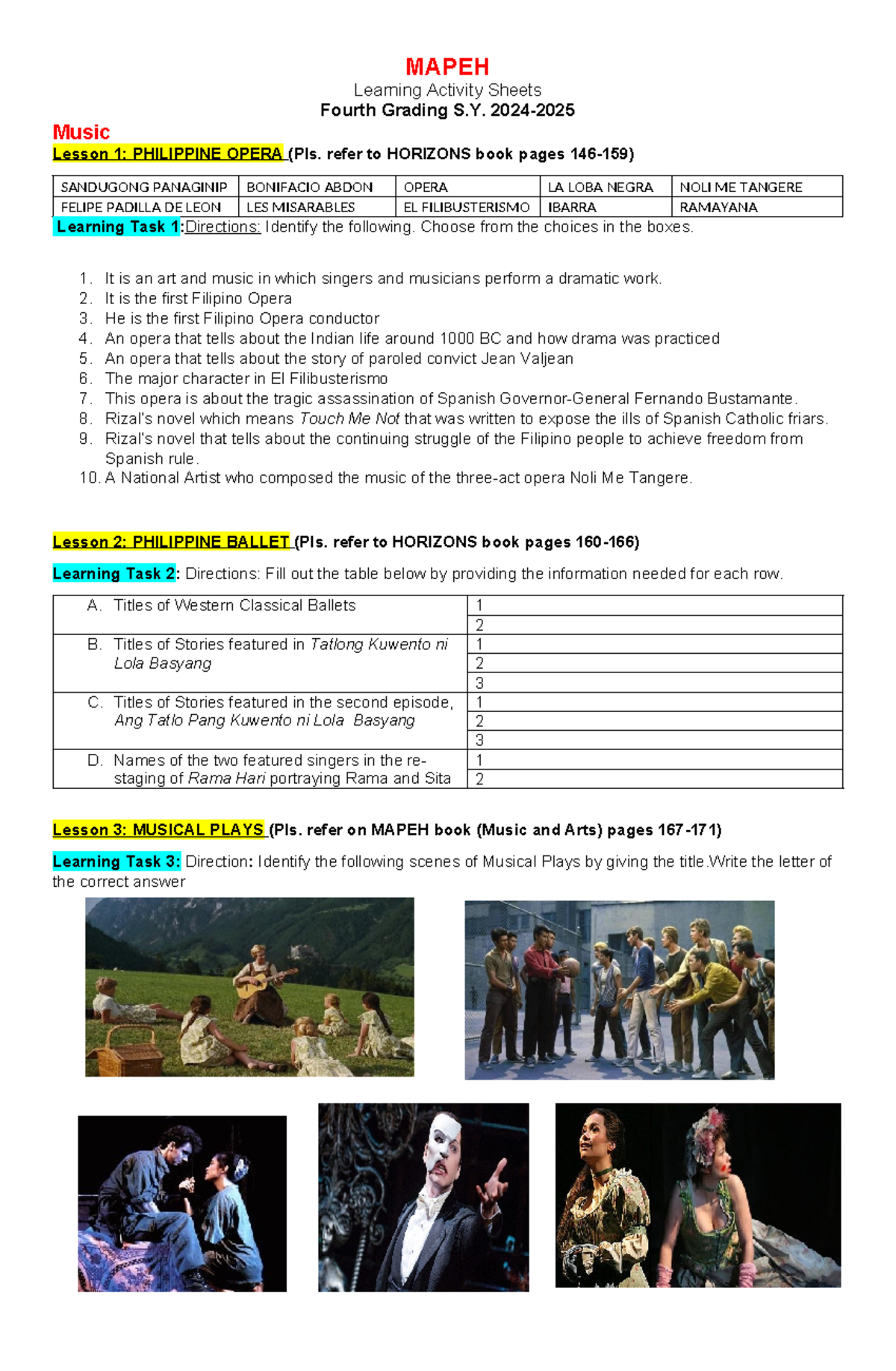 Q4- Mapeh-10-Activity-Sheet-2025 - MAPEH Learning Activity Sheets ...