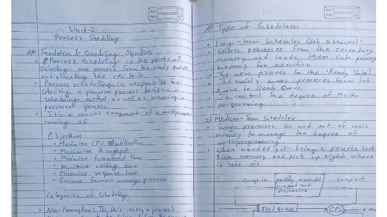 OS Notes Unit 2: Process Scheduling and Synchronization Techniques ...