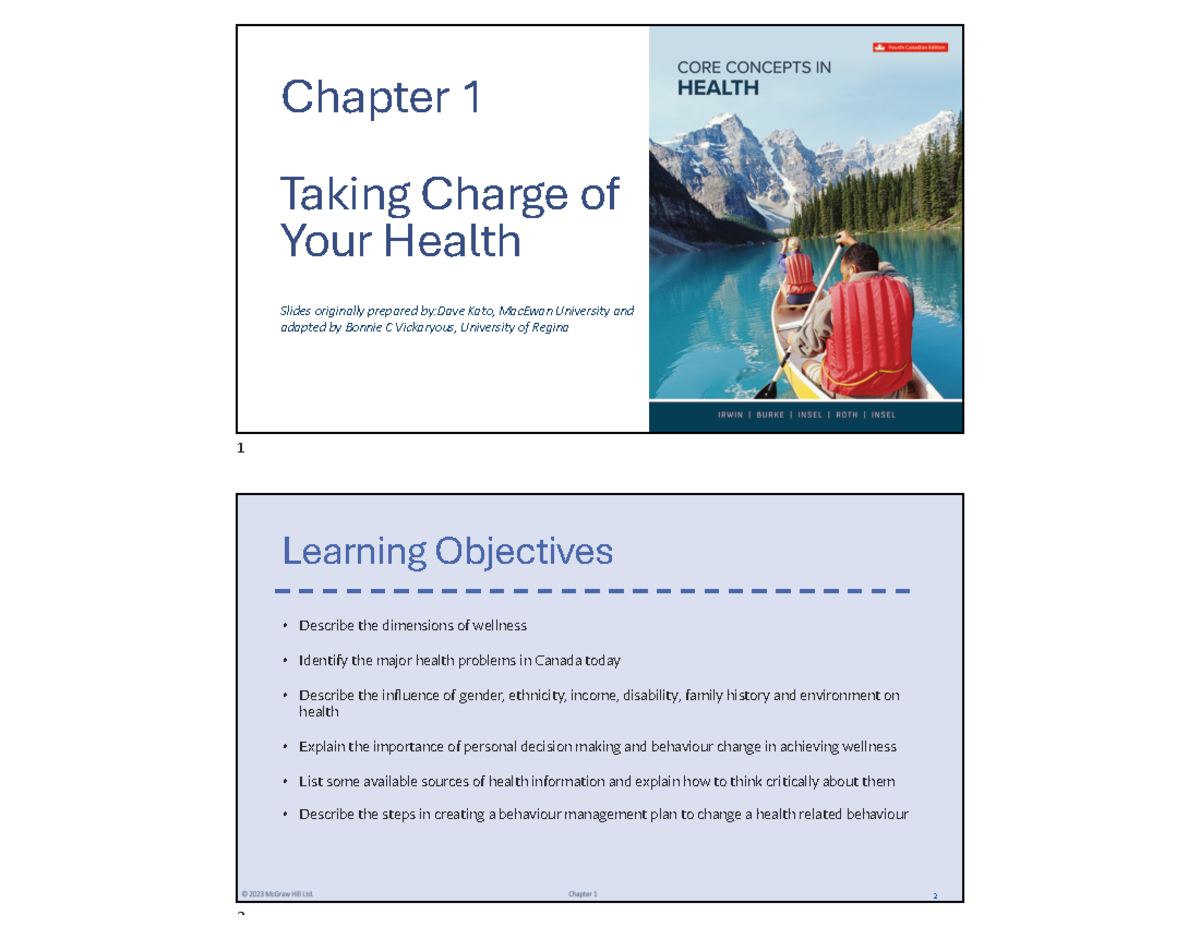 Chapter 1 - Notes on Wellness Concepts for KIN 170 - Studocu