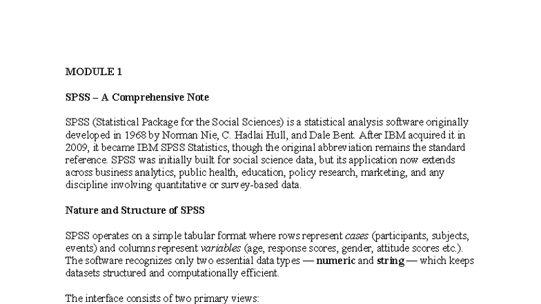 SPSS ESE - Comprehensive Module 1 Notes on Statistical Analysis - Studocu