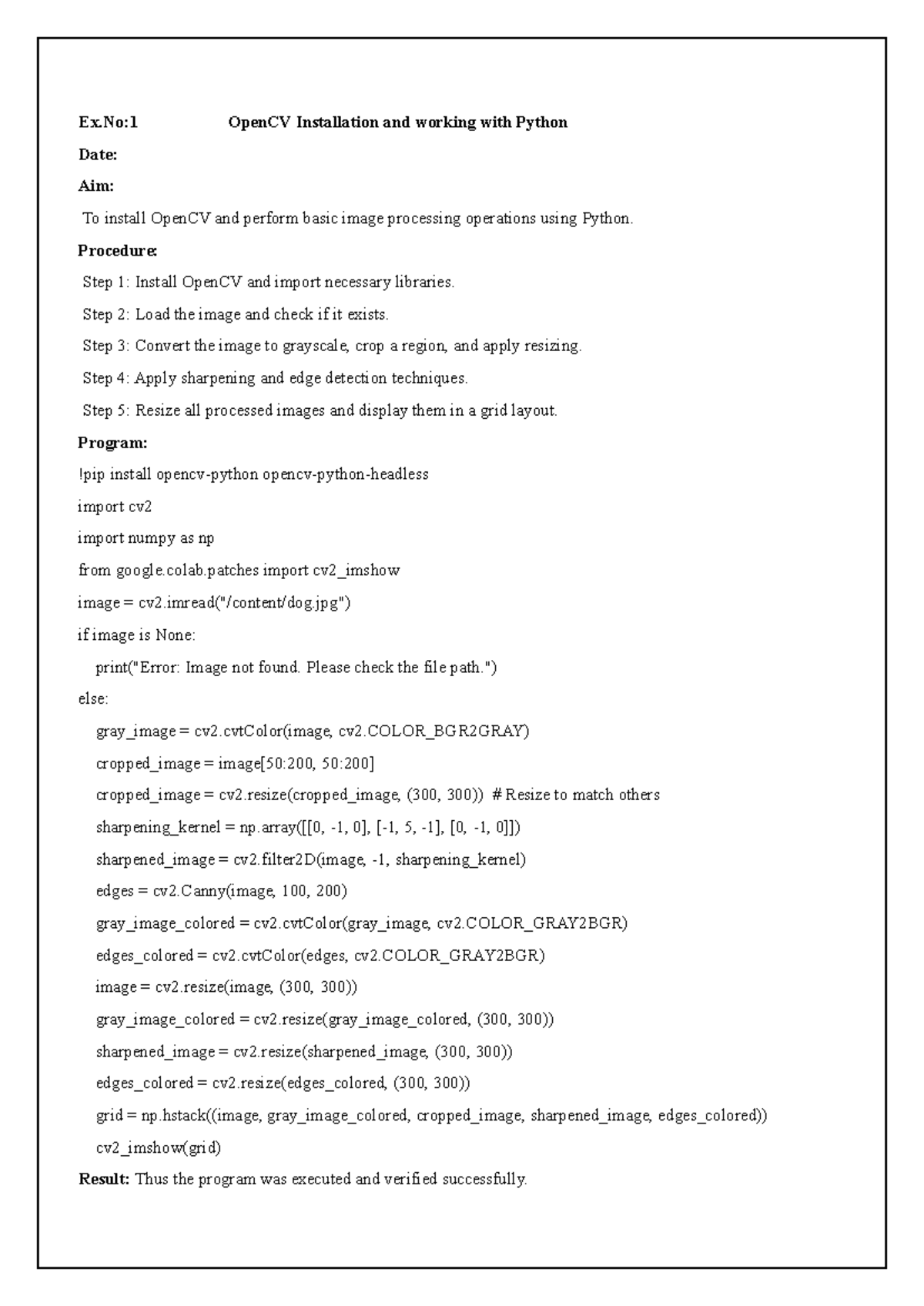 OpenCV Exercises: Image Processing & Feature Detection Techniques - Studocu