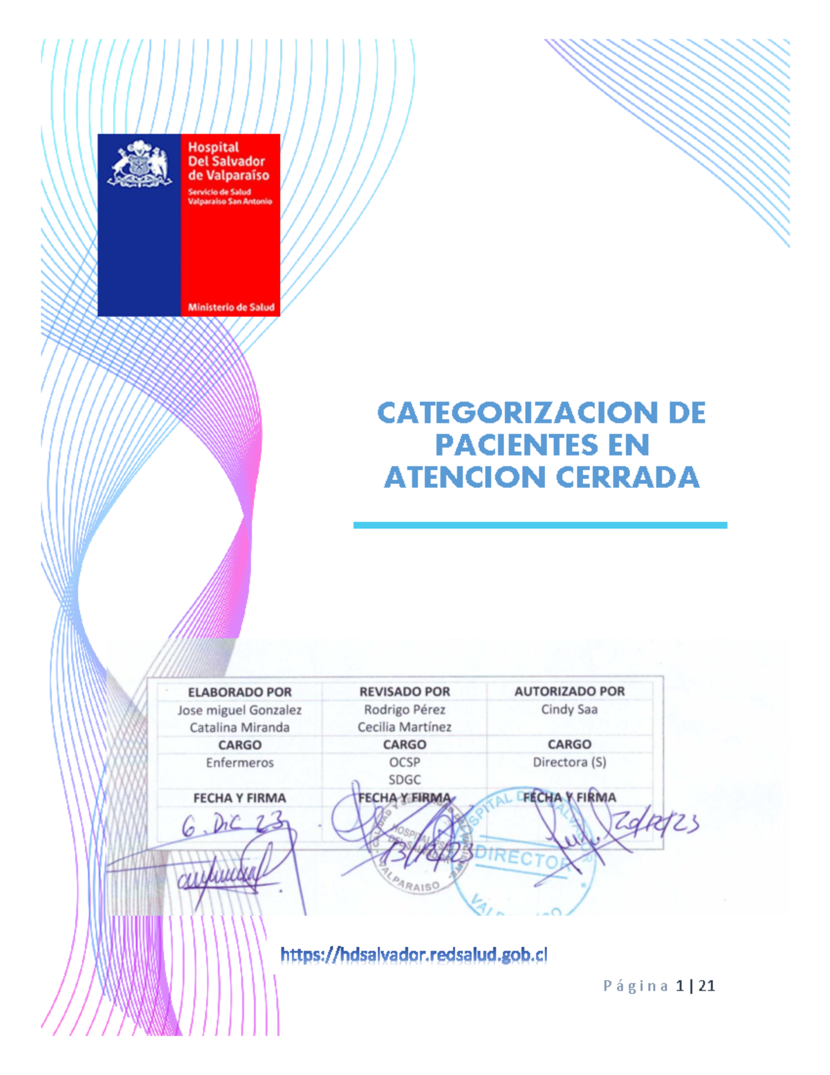 Protocolo de Categorización para Atención Cerrada CUDYR 1 - Dic 2023 ...