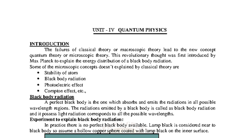 U4 Quantum Physics - Comprehensive Notes on Key Concepts and Theories ...