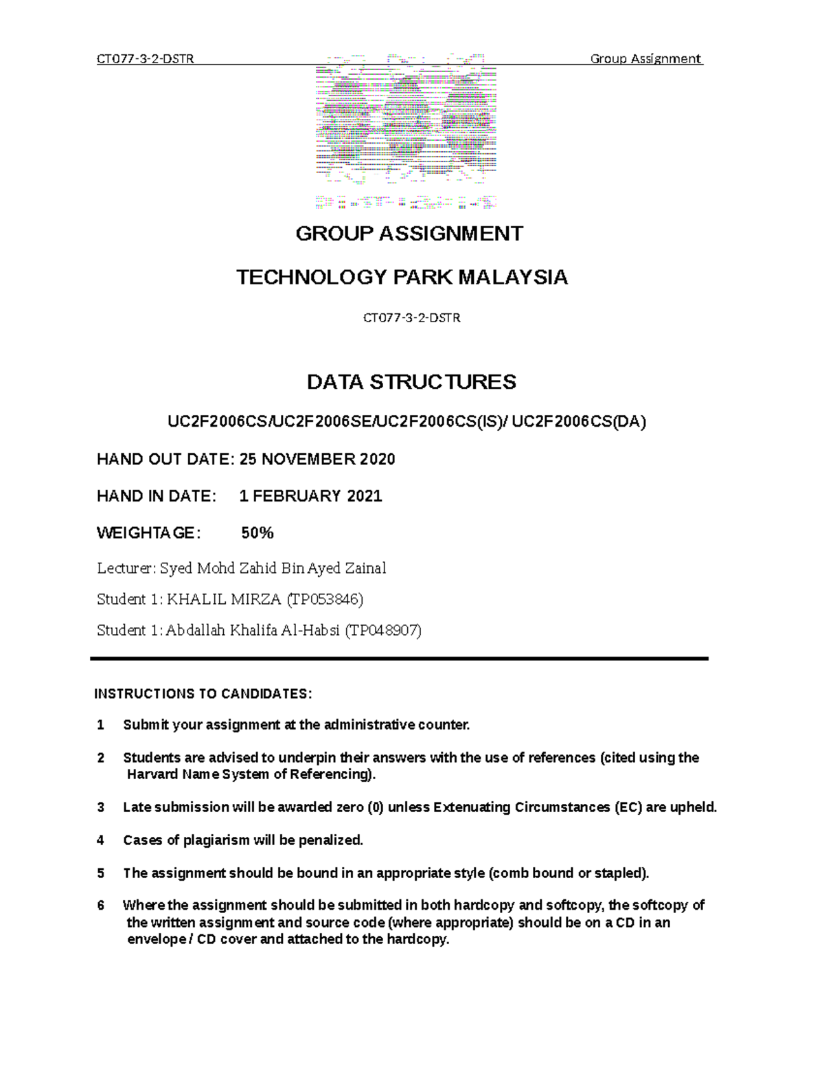 DSTR Assignment 2 - APU - CT077-3-2-DSTR Group Assignment GROUP ...