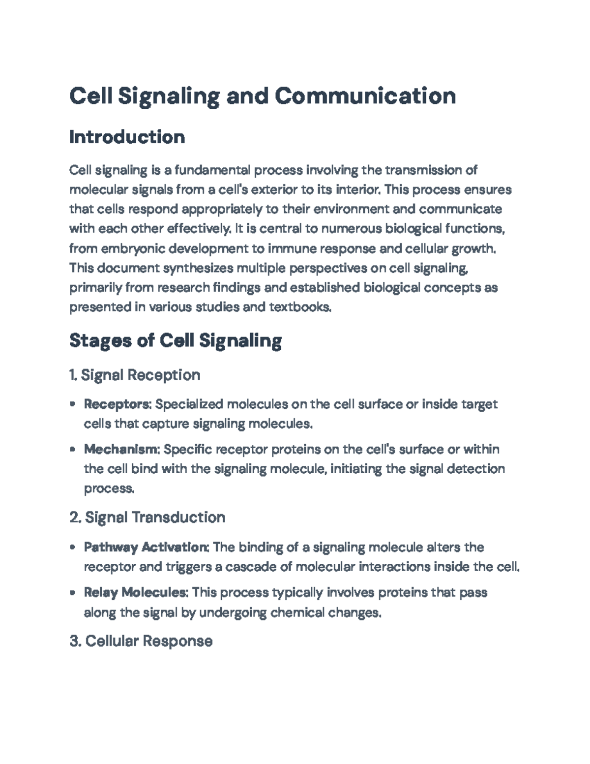 Cell Signaling Mechanisms: Understanding Signal Reception and Response ...