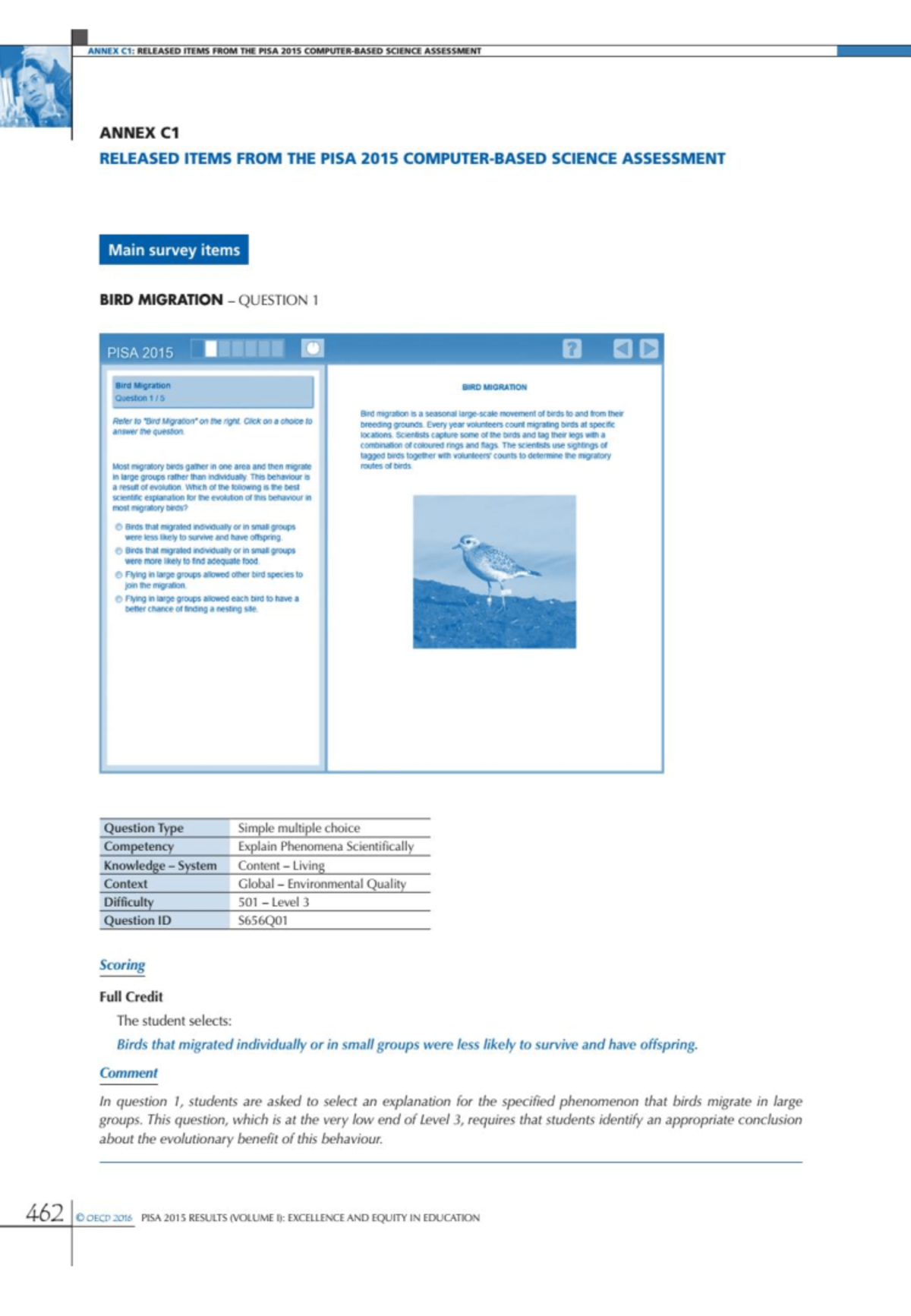 PISA 2015 Science Assessment: Bird Migration Discussion Notes - Studocu